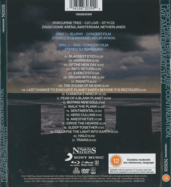 Porcupine Tree – Closure , Continuation.Live. Amsterdam 07/11/2022(BRD ...